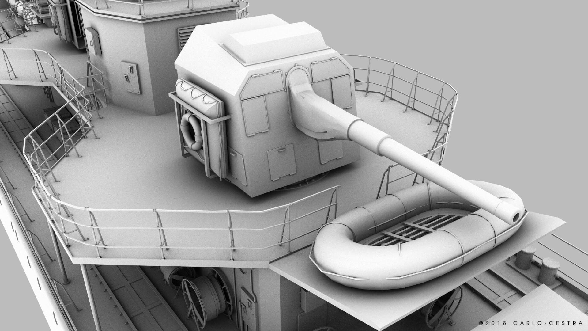 Z-37 Narvik WW2 German Destroyer 3D Model by Carlo Cestra