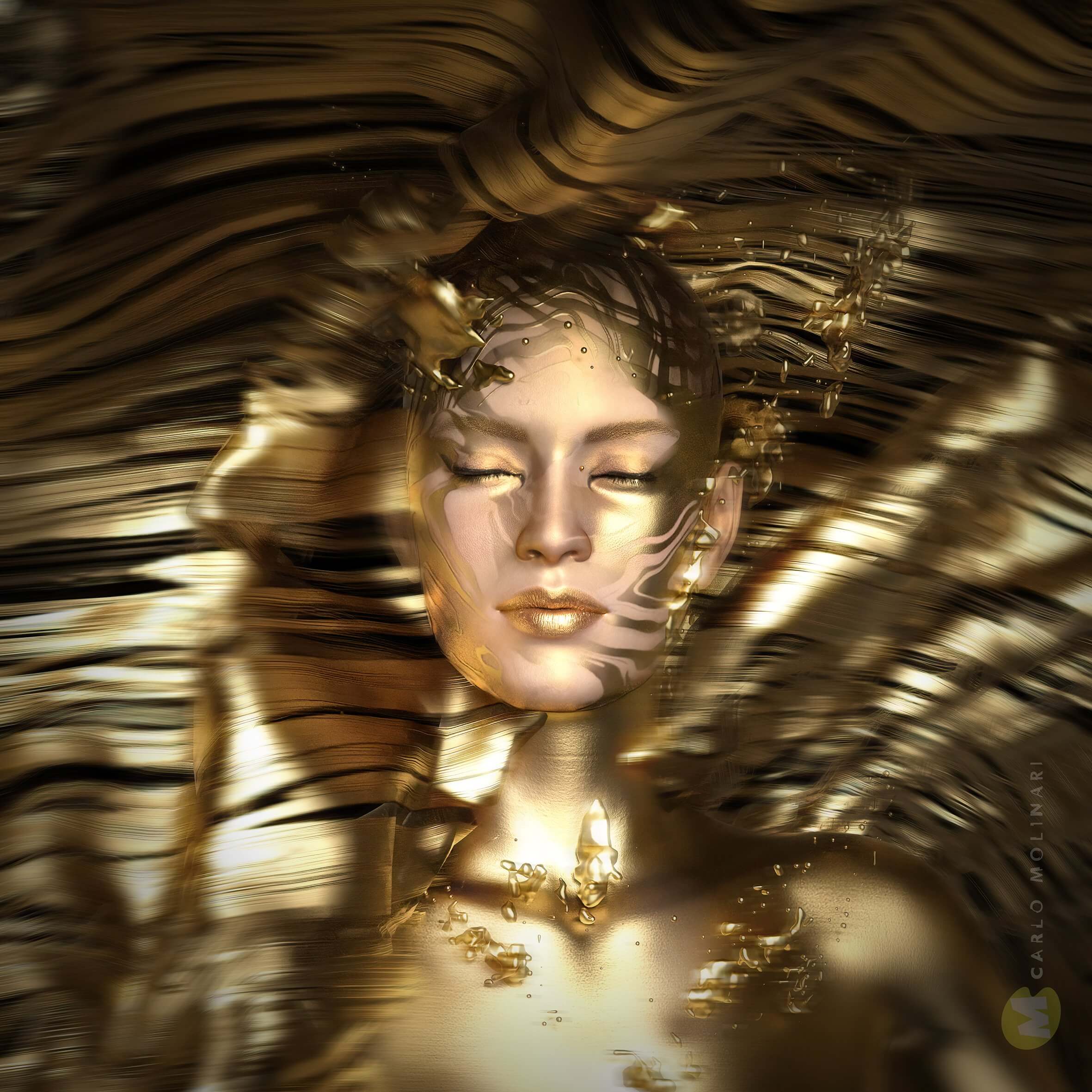 Gold Waves 3D Render | RenderHub Gallery