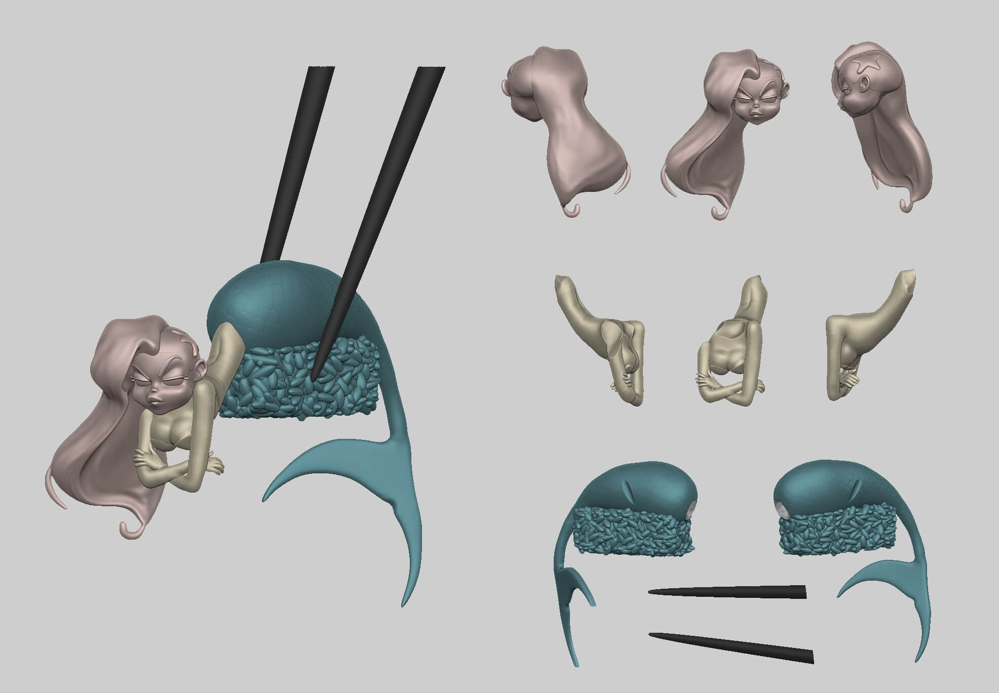 Sushi Mermaid - 3D Model by Carmela95