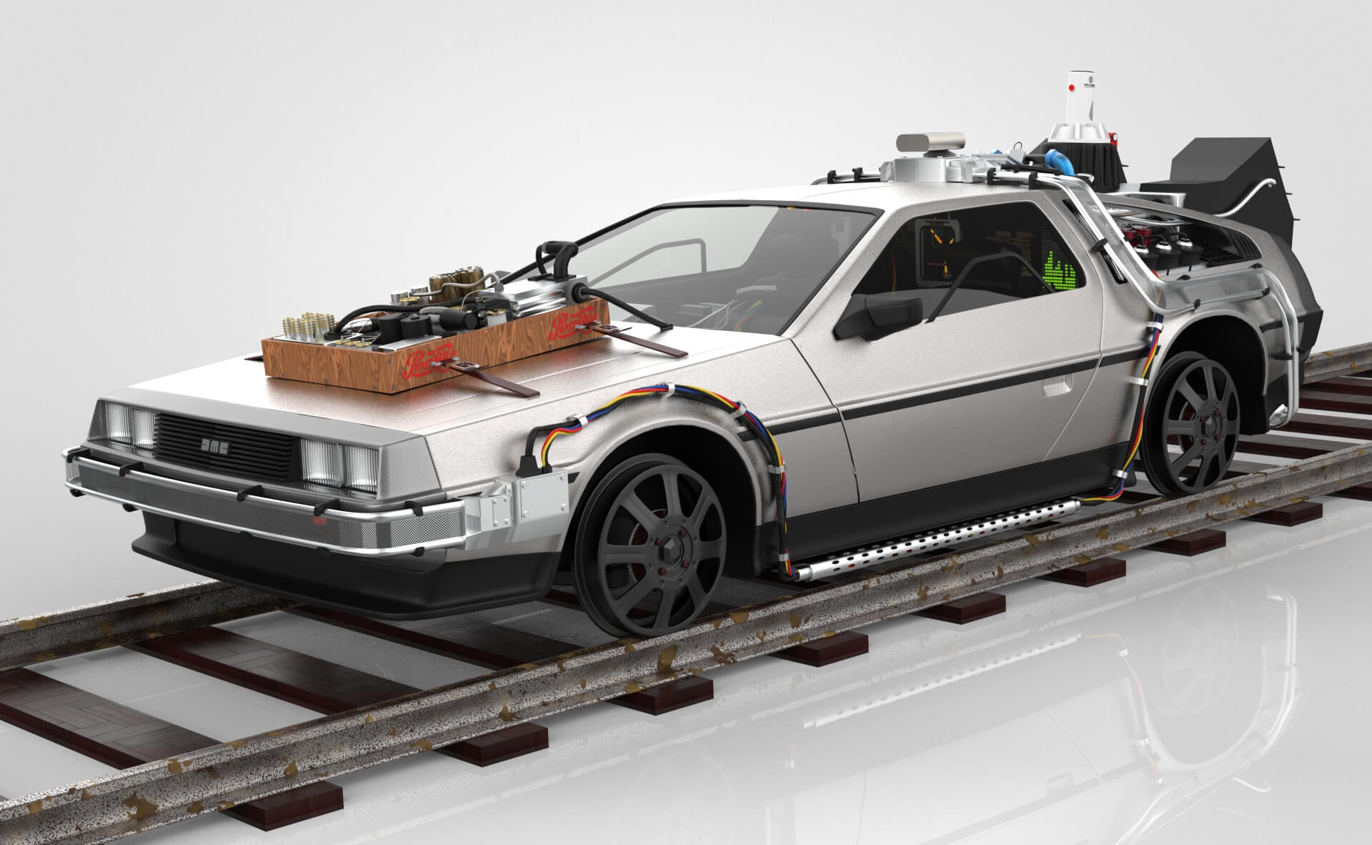 DeLorean Time Machine Episode 3 Railroad - 3D Model by Carmodels3D