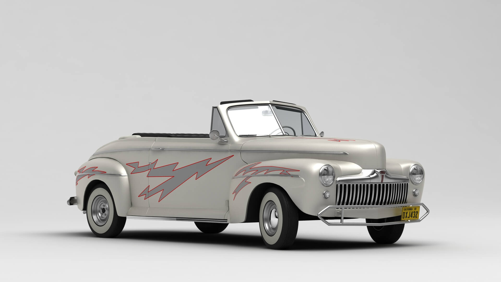 Ford Deluxe Convertible 1948 Greased Lightning - 3D Model by Carmodels3D