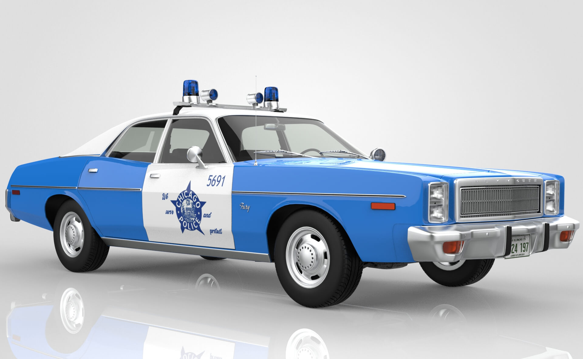 Plymouth Fury Police 1977 - 3D Model by Carmodels3D