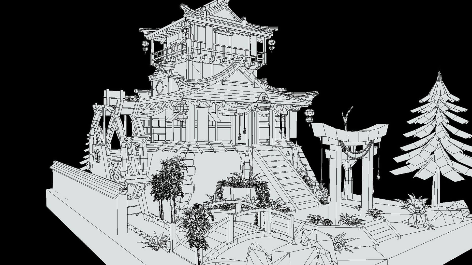 Pagoda Stylized - 3D Model by cat007