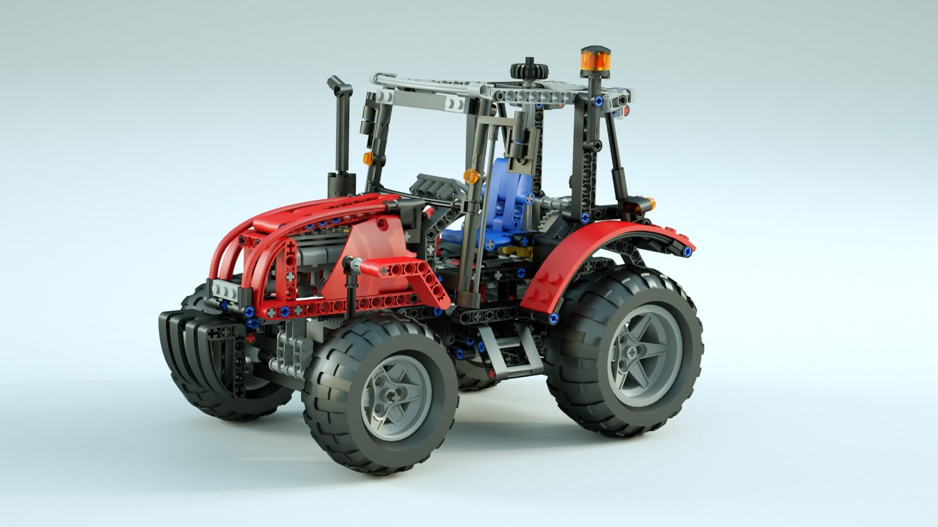 Lego Tractor with Trailer - 3D Model by cat007