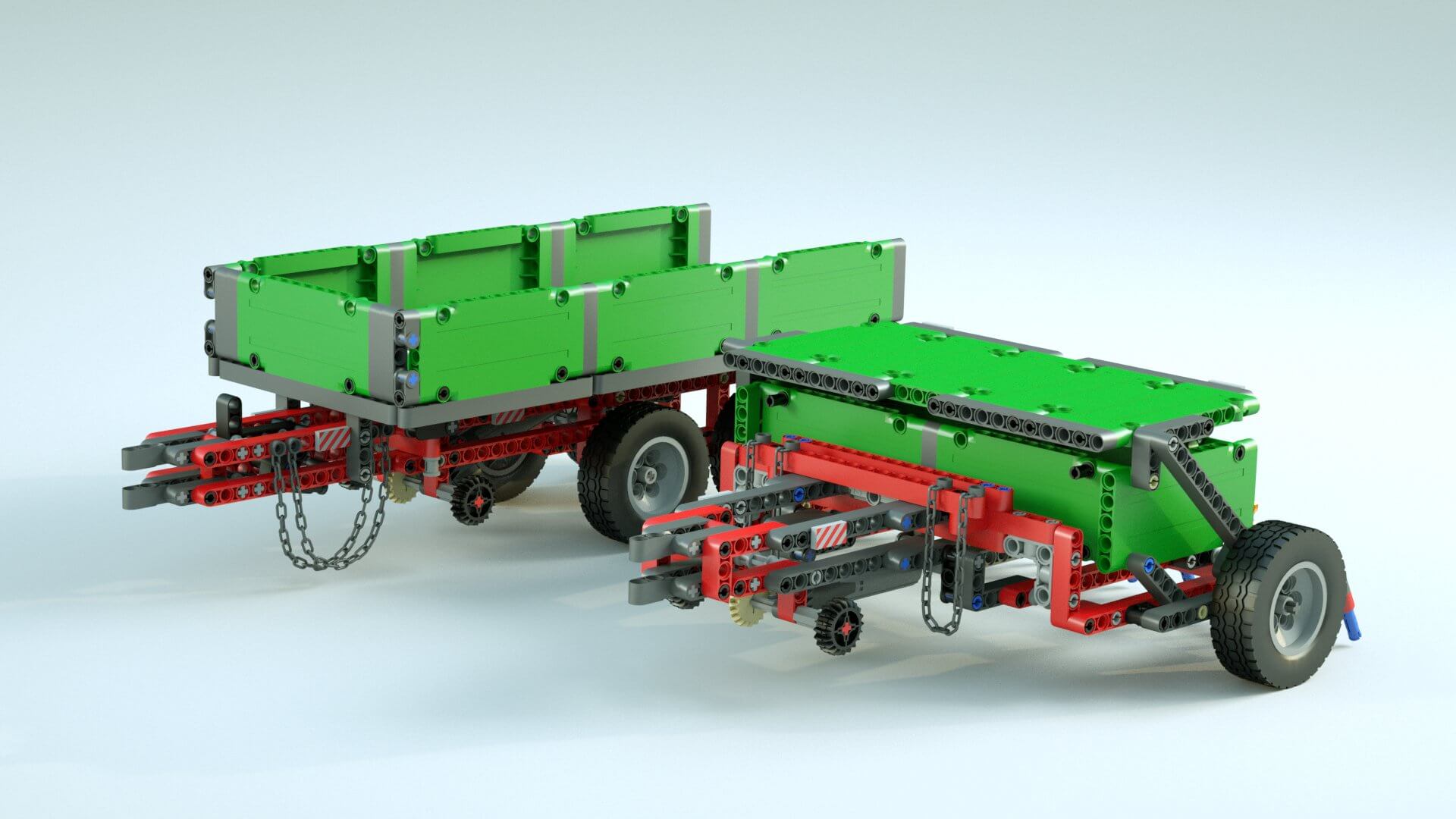 Lego Tractor with Trailer - 3D Model by cat007