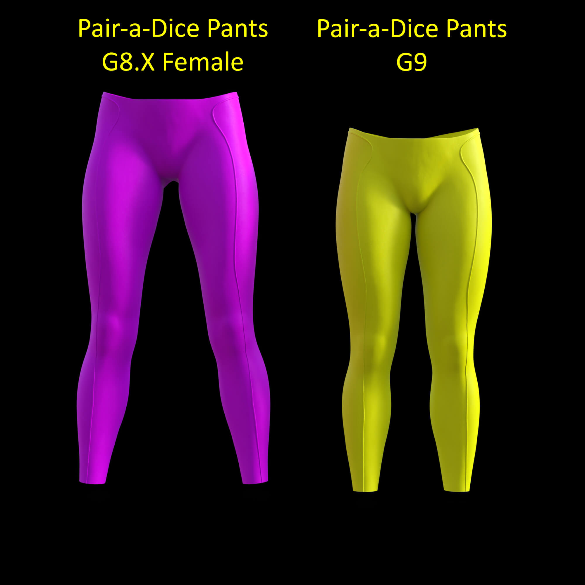 Additional Colors for Pair-A-Dice Pants for DAZ G8 and G9 by Causam3D