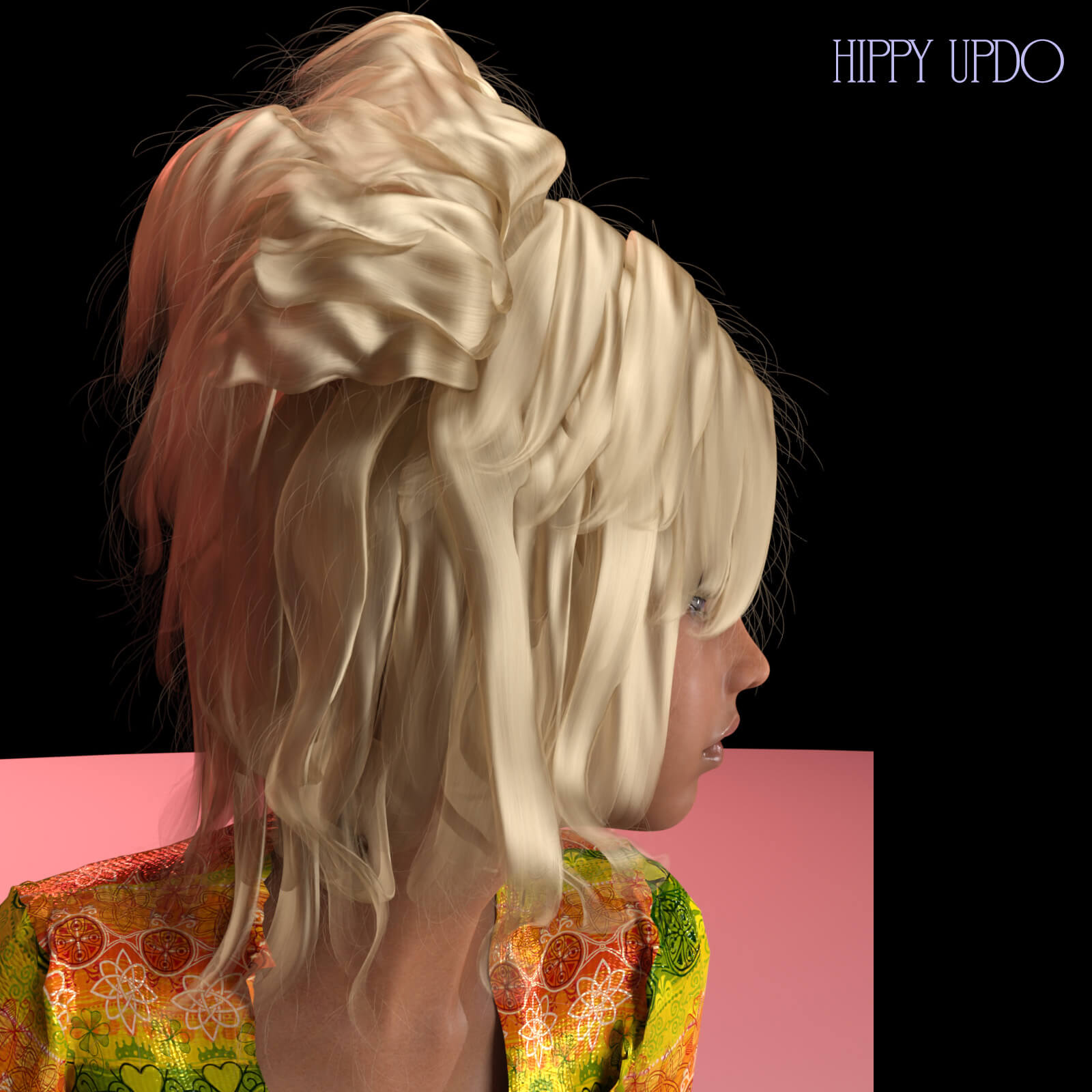 Hippy Updo dForce Hair for Genesis 8 Female - Daz Content by Causam3D