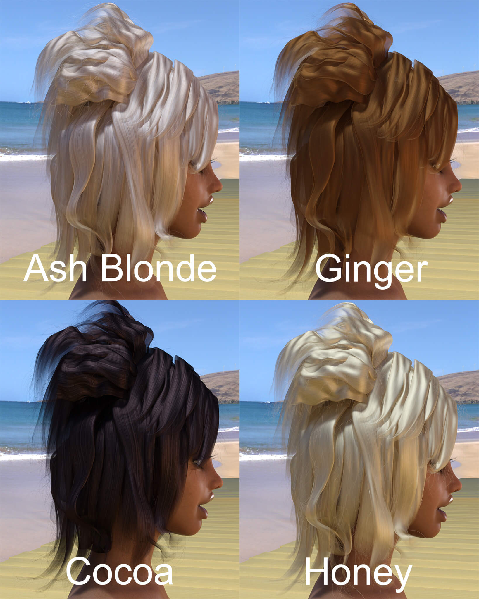 Hippy Updo dForce Hair for Genesis 8 Female - Daz Content by Causam3D