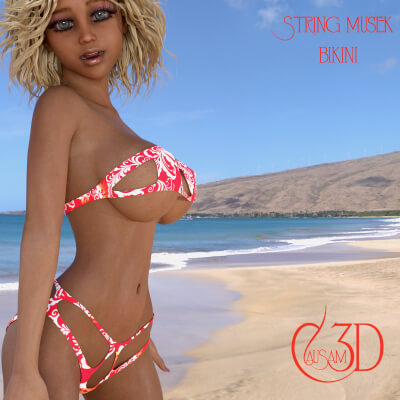 String Musek Reactive dForce Bikini for Genesis 8 Female - Daz Content by Causam3D