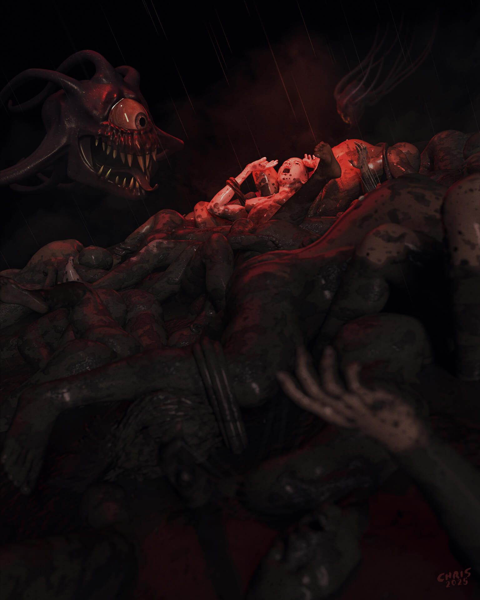 Waking Up To An Eternity In Hell 3D Render by ceiboarts