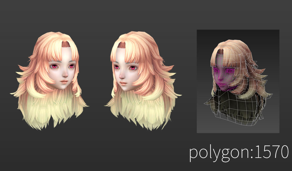 Hair Hair Style Girl Short Hair Long Hair Dye 2 - 3D Model by cg-bob