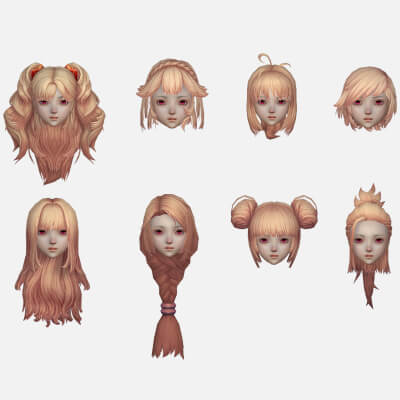 Hair Hair Style Girl Short Hair Long Hair Dye - 3D Model by cg-bob