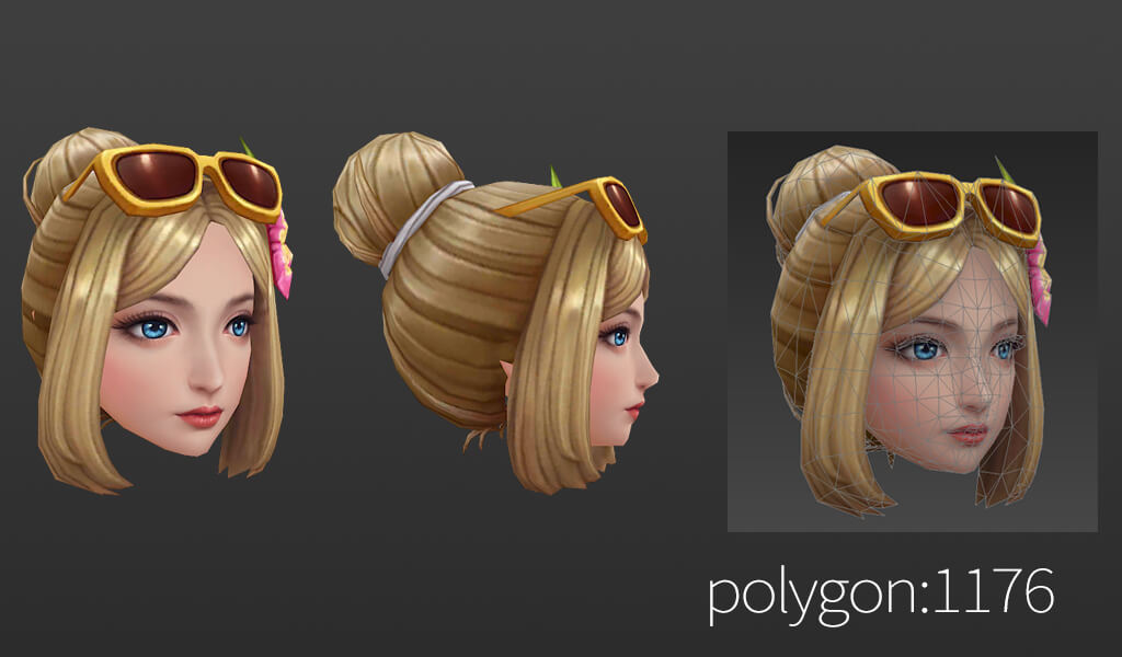 Hair Style Girl Long Hair Short Hair Hat Hairdo - 3D Model by cg-monster
