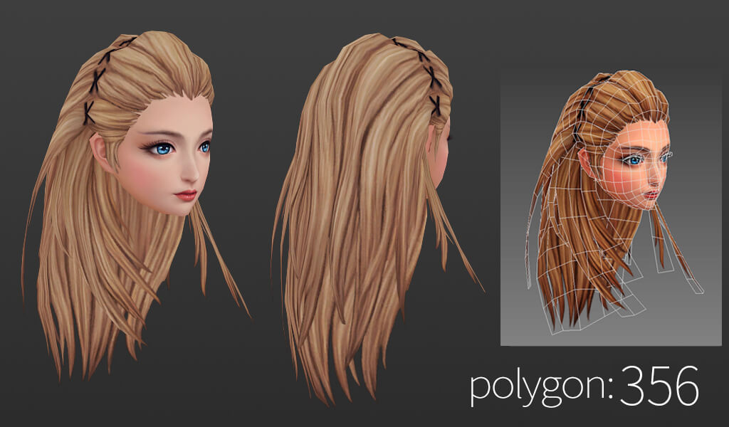 Hair Style Girl Long Hair Short Hair Hat - 3D Model by cg-monster