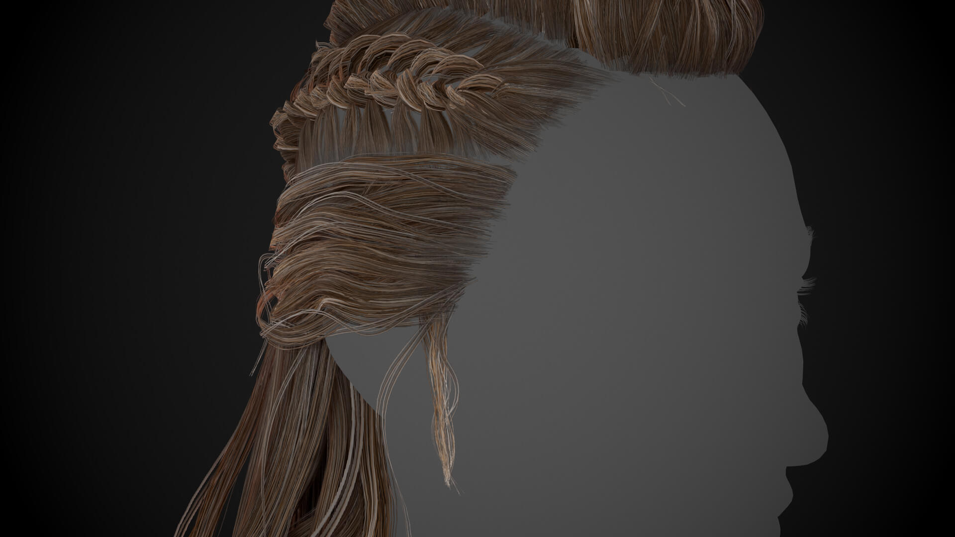 Female Hair Cards Style 1 - Viking Hair 3D Model by CG StudioX