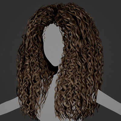 Female Hair Cards Style 10 - Long Curly 3D Model by CG StudioX