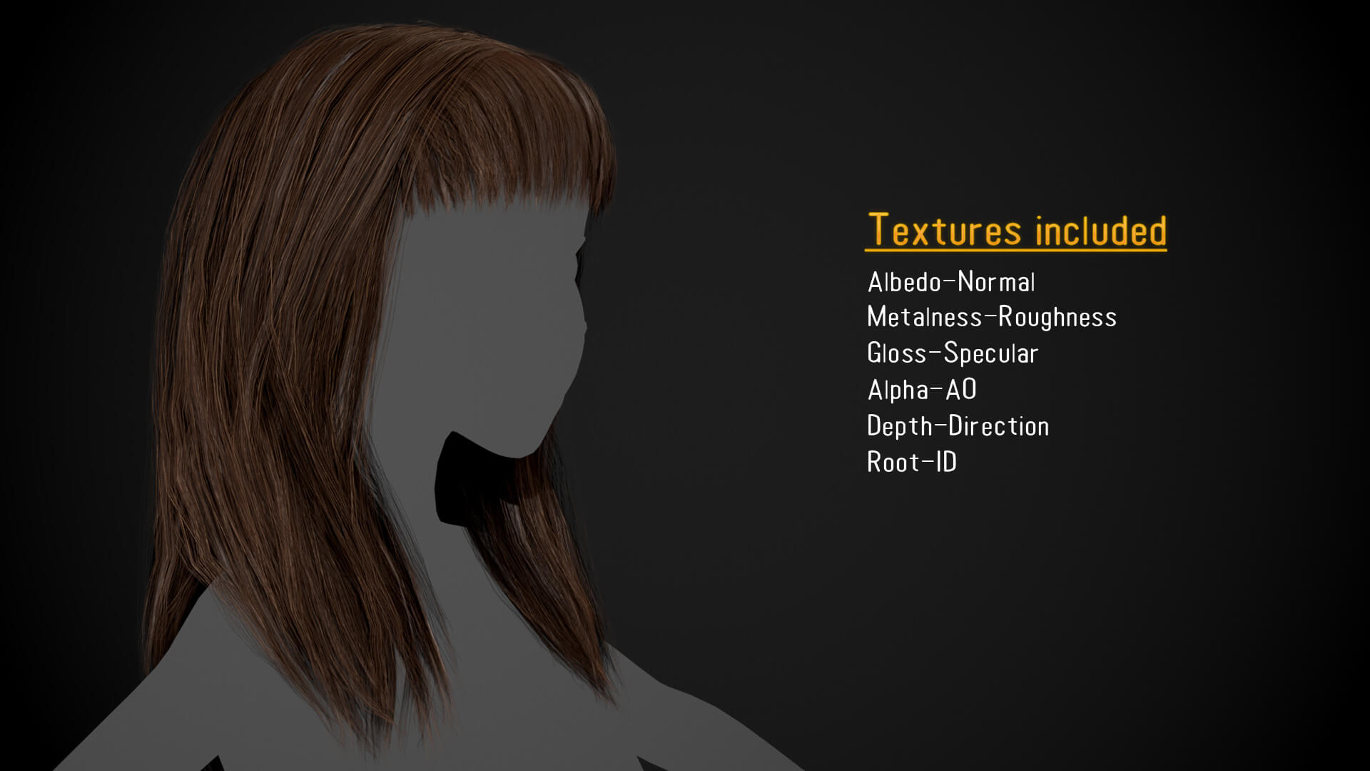 Female Hair Cards Style 3 - Long Hair 1 3D Model by CG StudioX