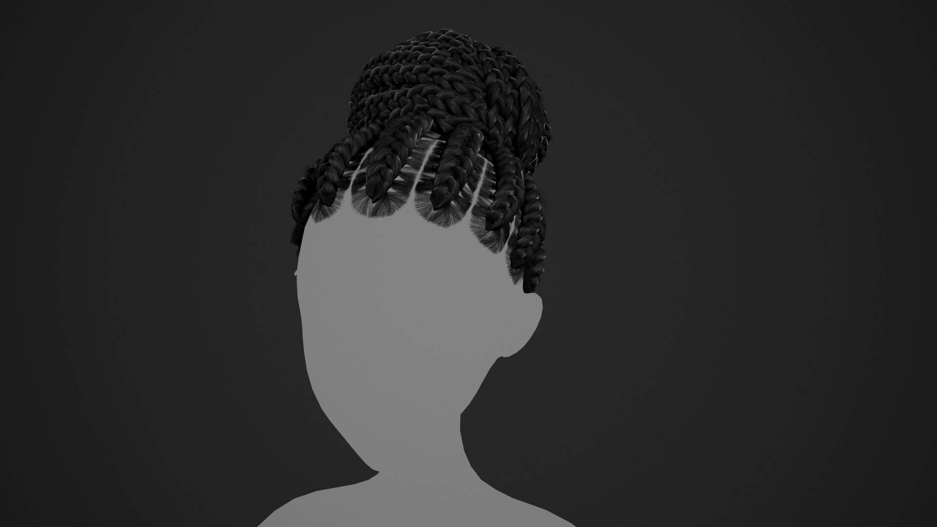 Female Hair Cards Style 6 - Braids Bun 3D Model by CG StudioX