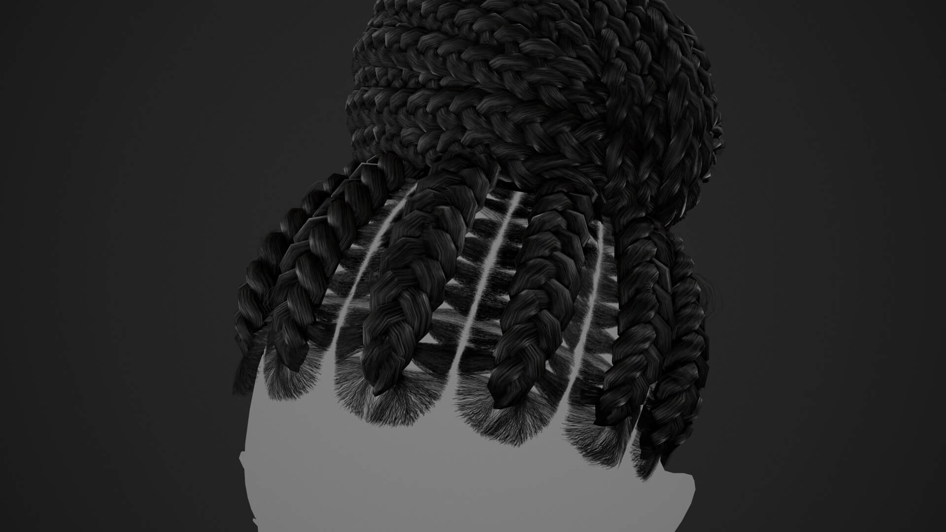 Female Hair Cards Style 6 - Braids Bun 3D Model by CG StudioX