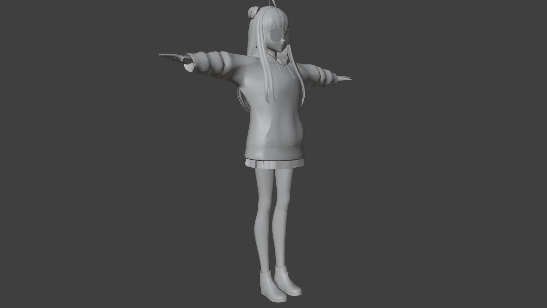Cute Anime Girl Character - Hanako 3D Model by CGAnime