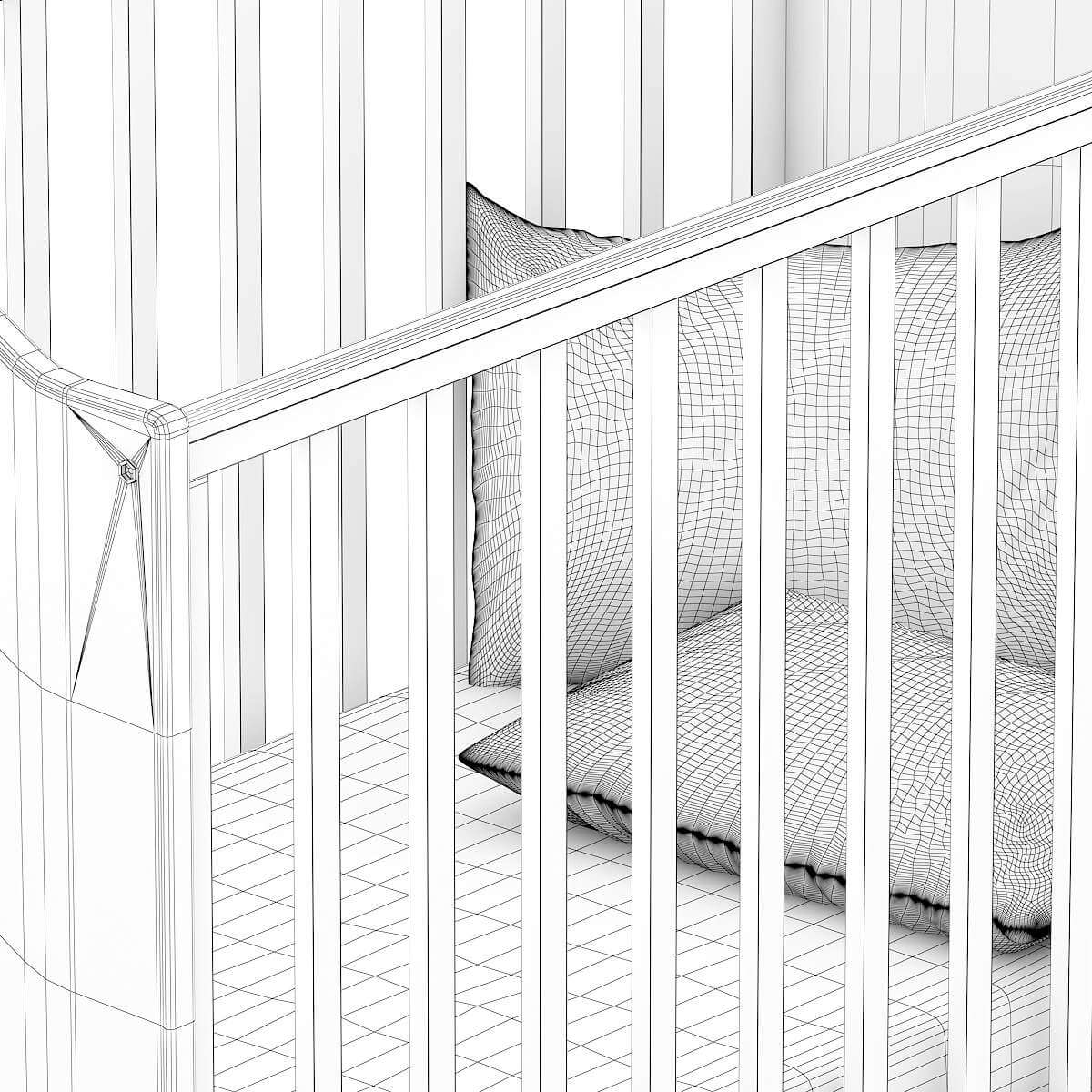 Baby Cot Crib - 3D Model by cgaxis