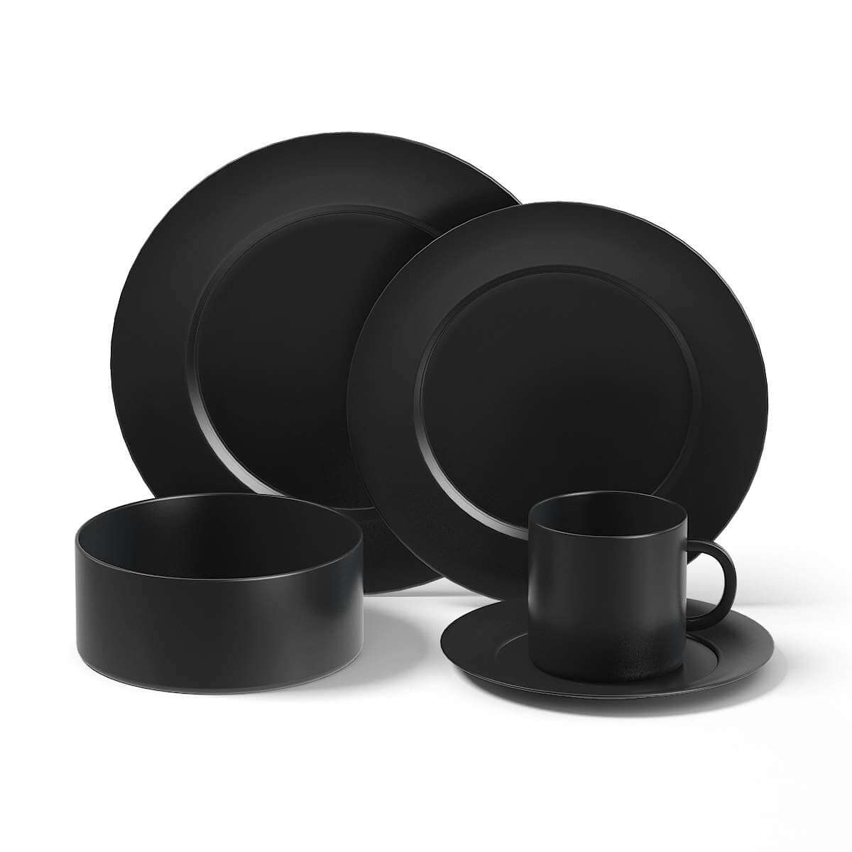 Black Dishes Set - 3D Model by cgaxis