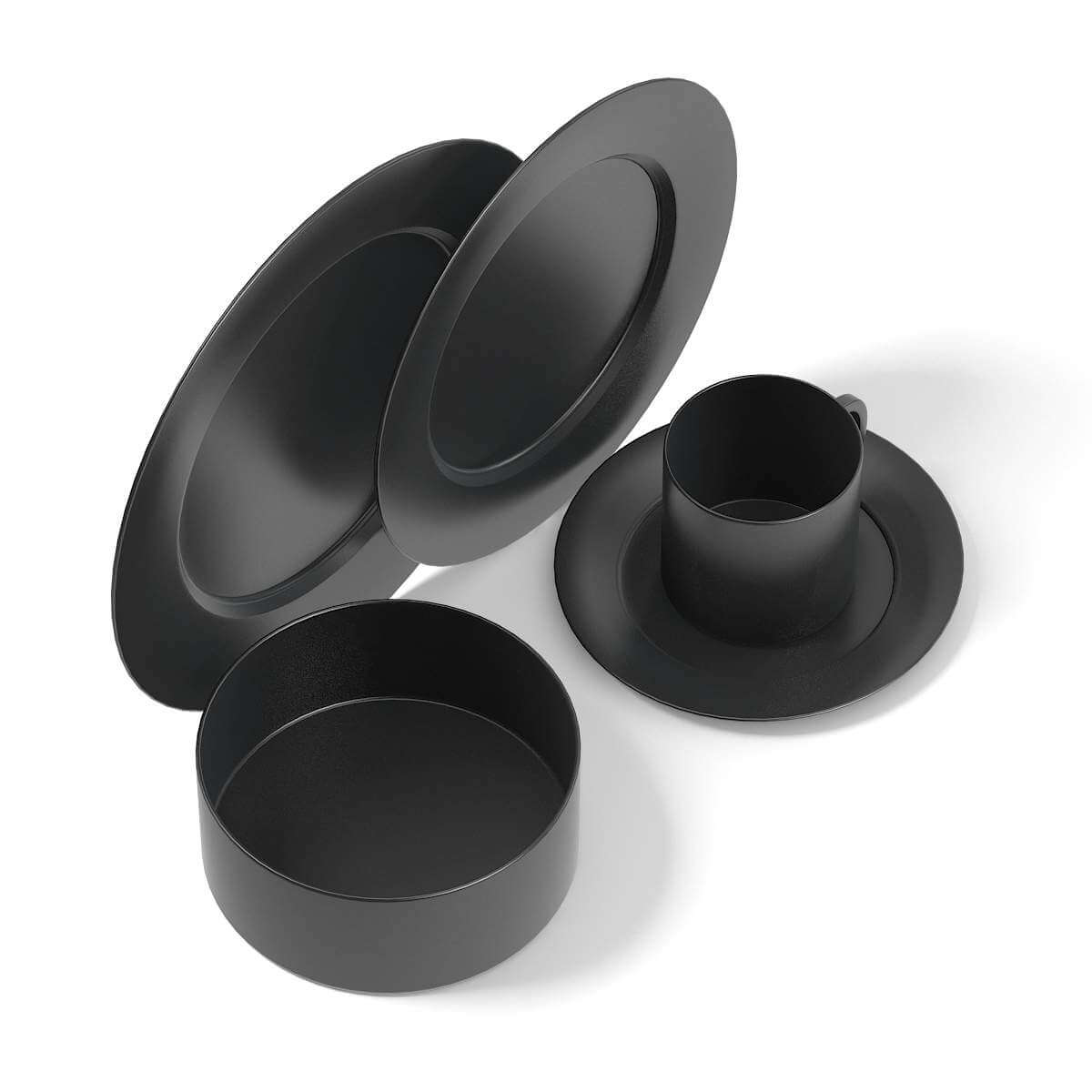 Black Dishes Set - 3D Model by cgaxis