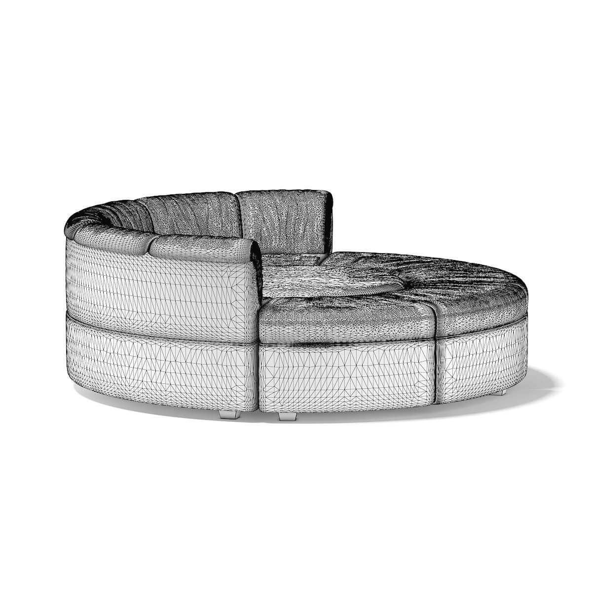 Black Round Sofa - 3D Model by cgaxis