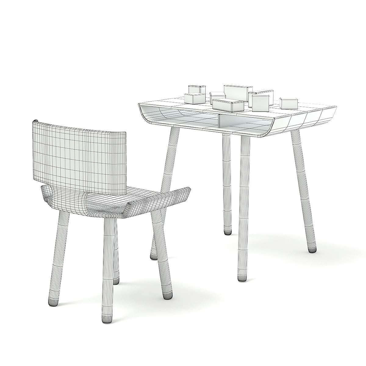 Children Chair and Table with Blocks - 3D Model by cgaxis