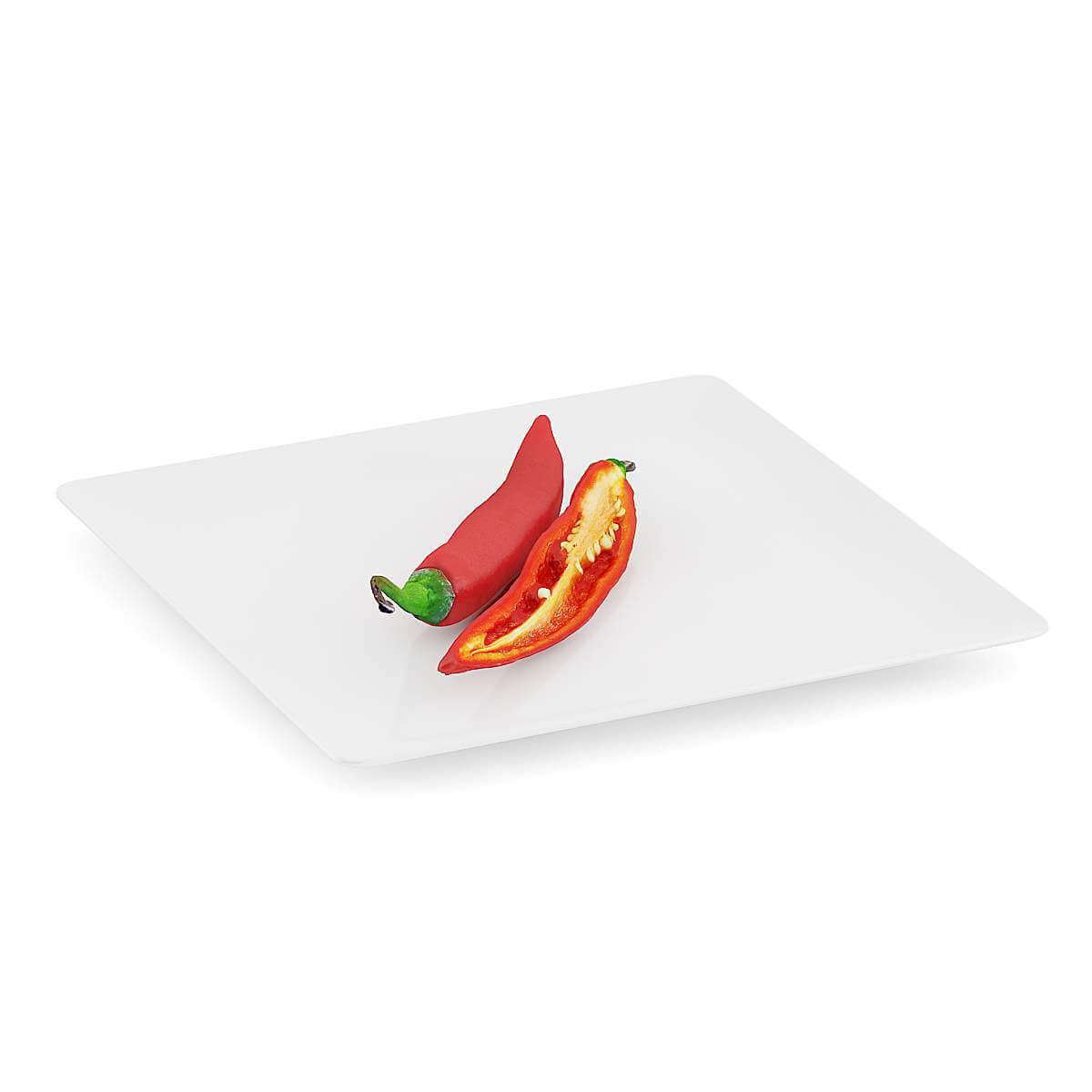 Chilli Pepper on White Plate - 3D Model by cgaxis