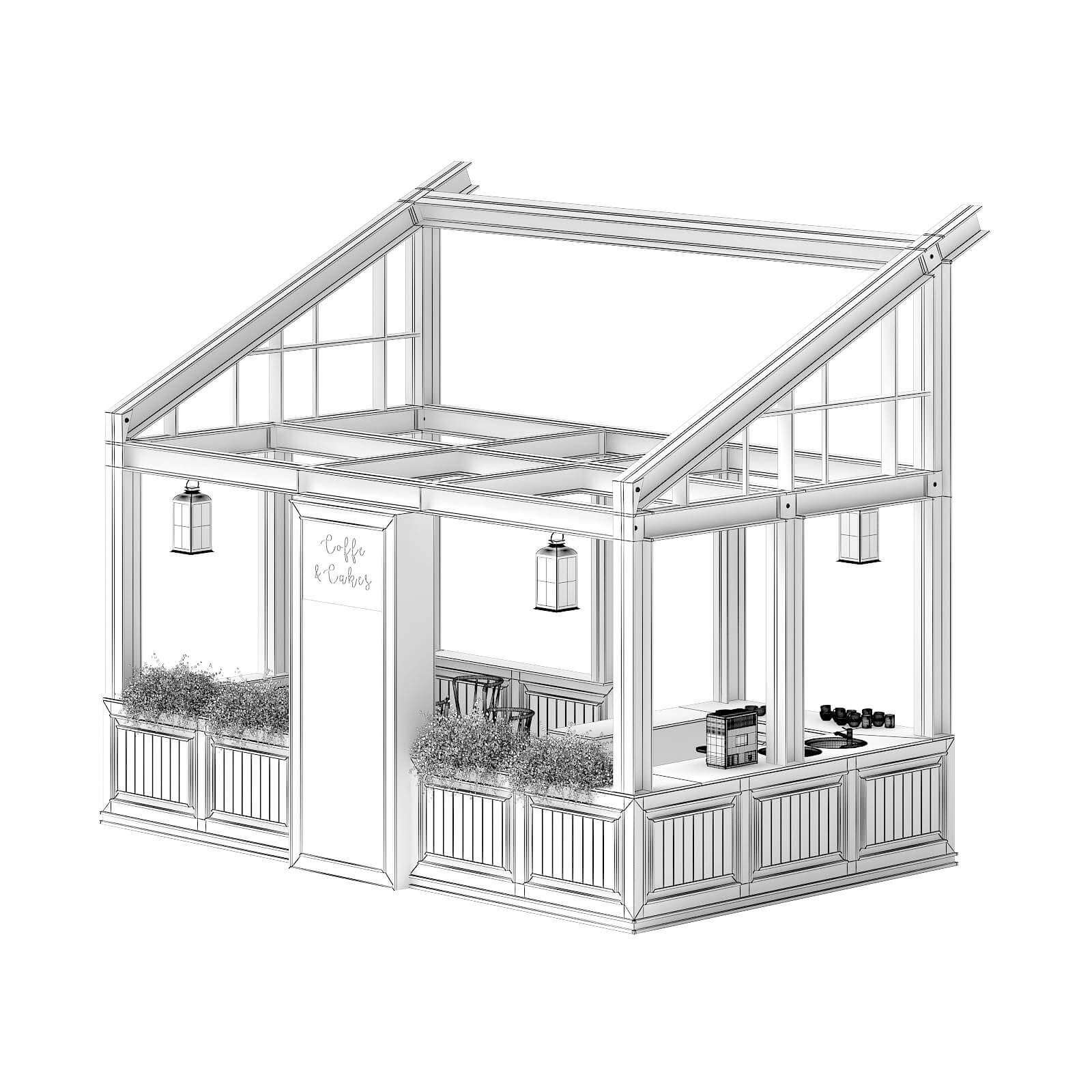 Coffee Kiosk - 3D Model by cgaxis