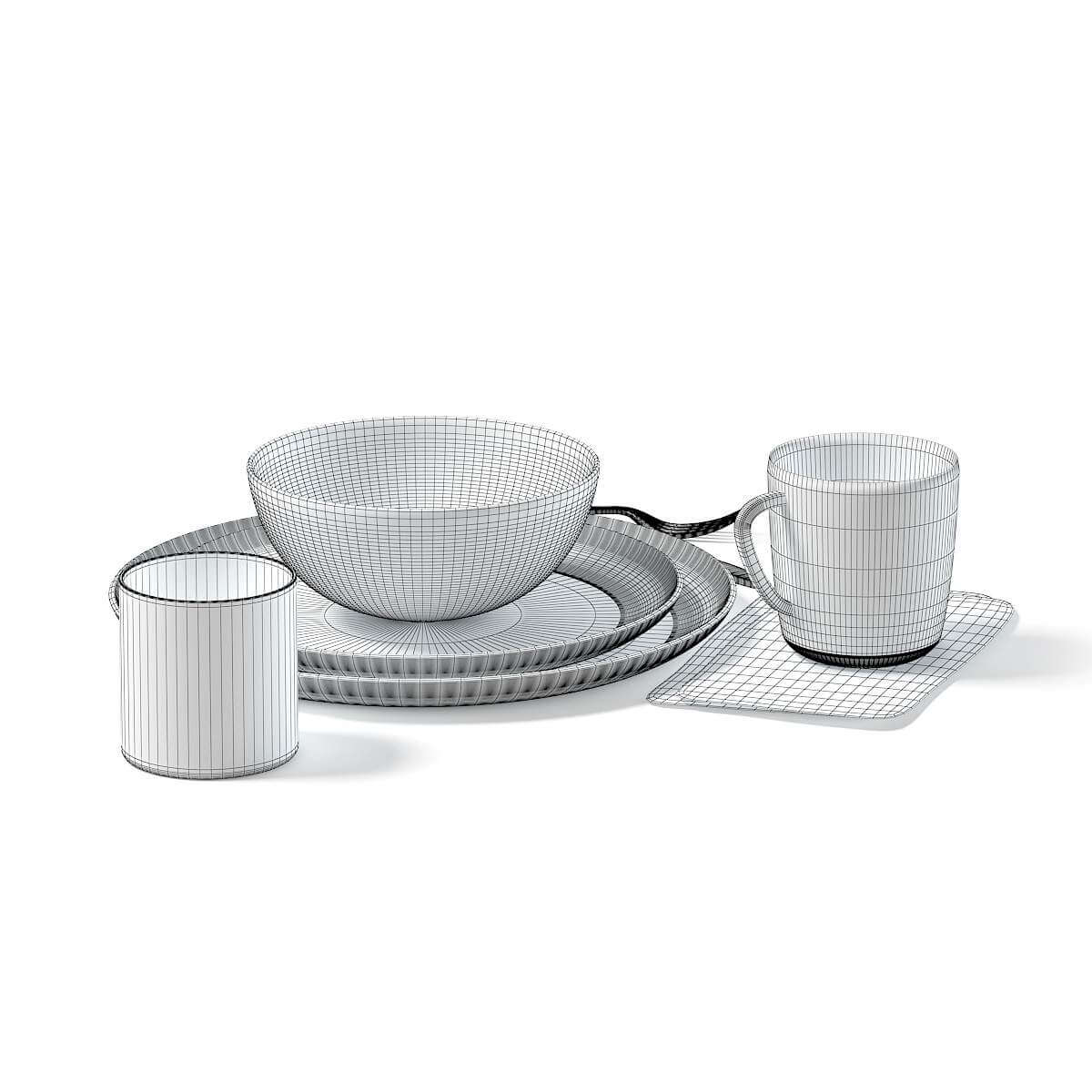 Dishes Set - 3D Model by cgaxis