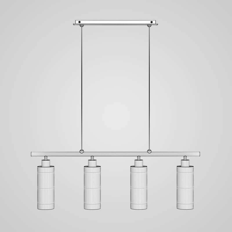 Four-bulb Ceiling Lamp 11 - 3D Model by cgaxis