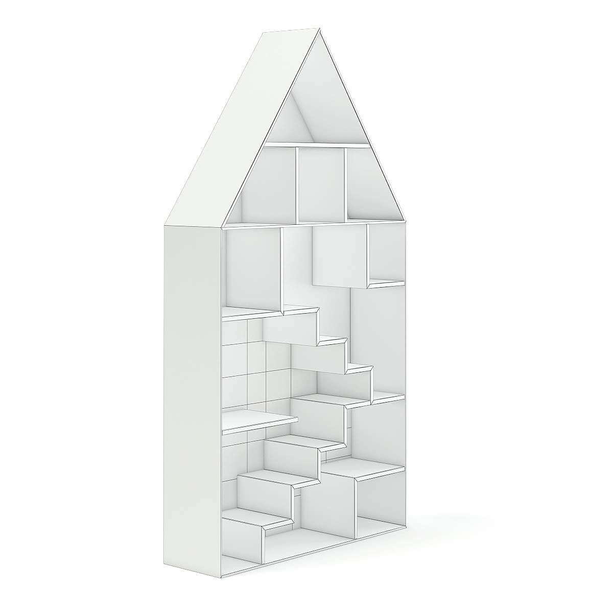 House Shape Shelf with Patterned Back - Free 3D Model by cgaxis