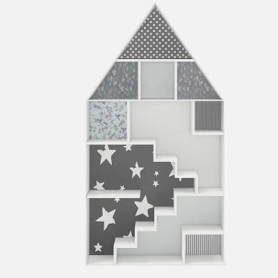 House Shape Shelf with Patterned Back - Free 3D Model by cgaxis