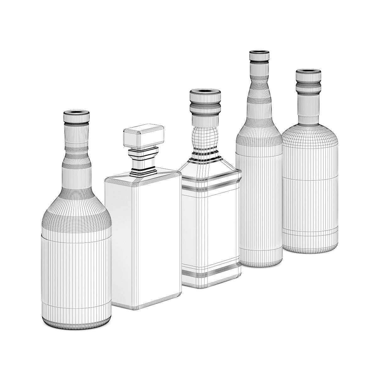 Liquor Bottles - 3D Model by cgaxis