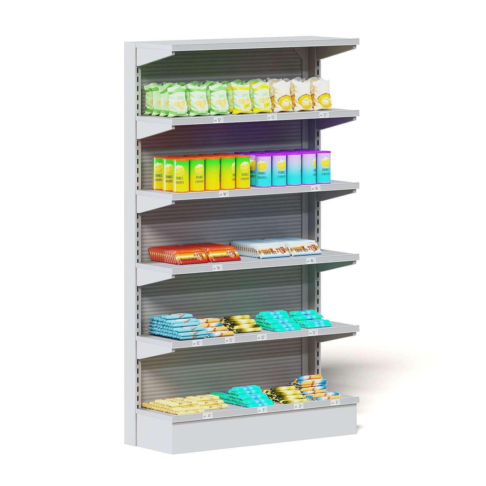Market Shelf with Snacks - 3D Model by cgaxis
