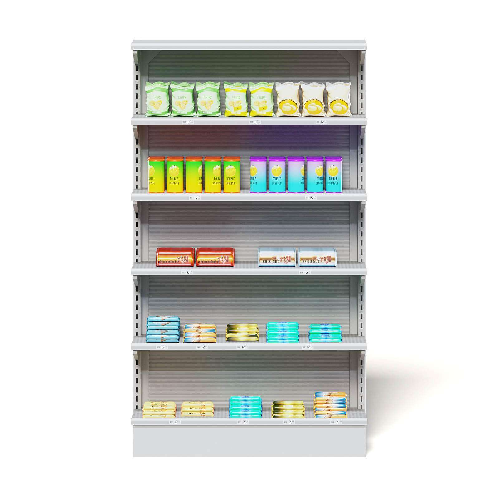 Market Shelf with Snacks - 3D Model by cgaxis