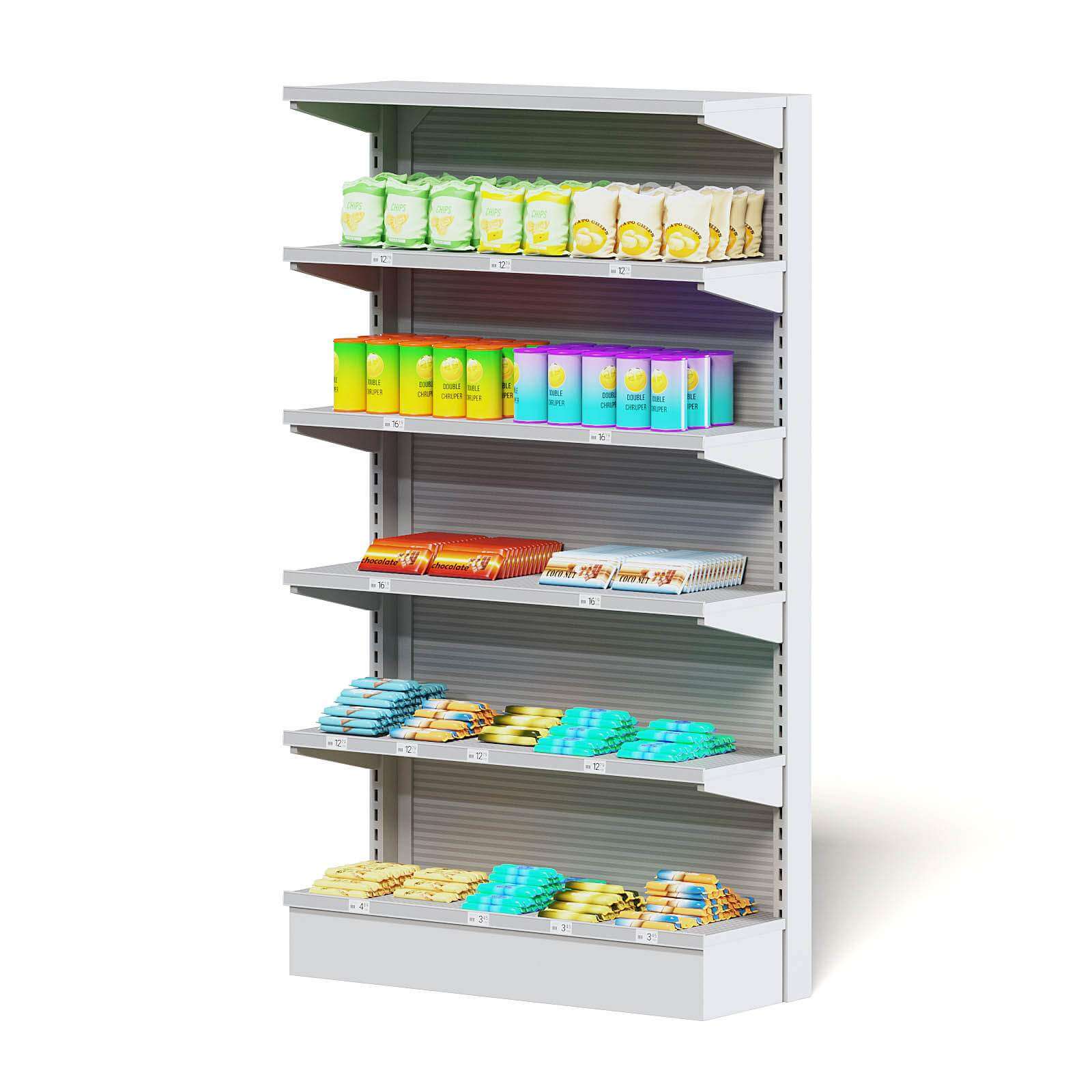 Market Shelf with Snacks - 3D Model by cgaxis