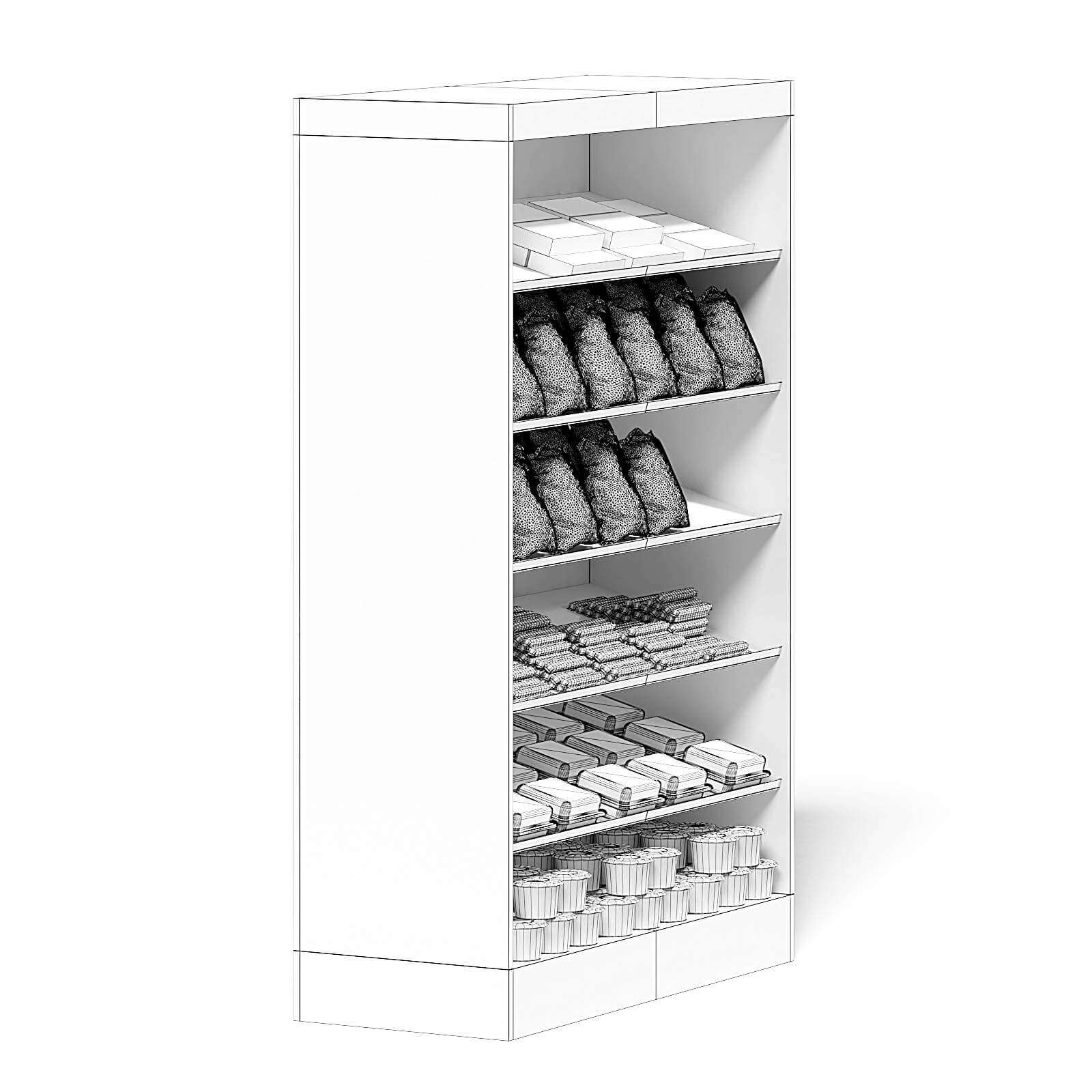 Market Shelf with Snacks - 3D Model by cgaxis