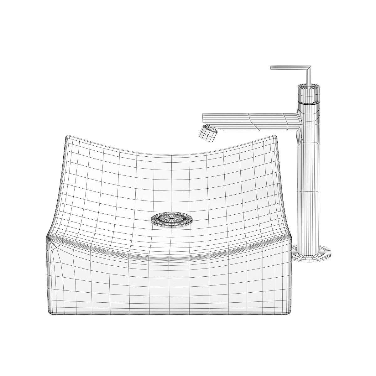 Modern Rectangular Washbasin - 3D Model by cgaxis