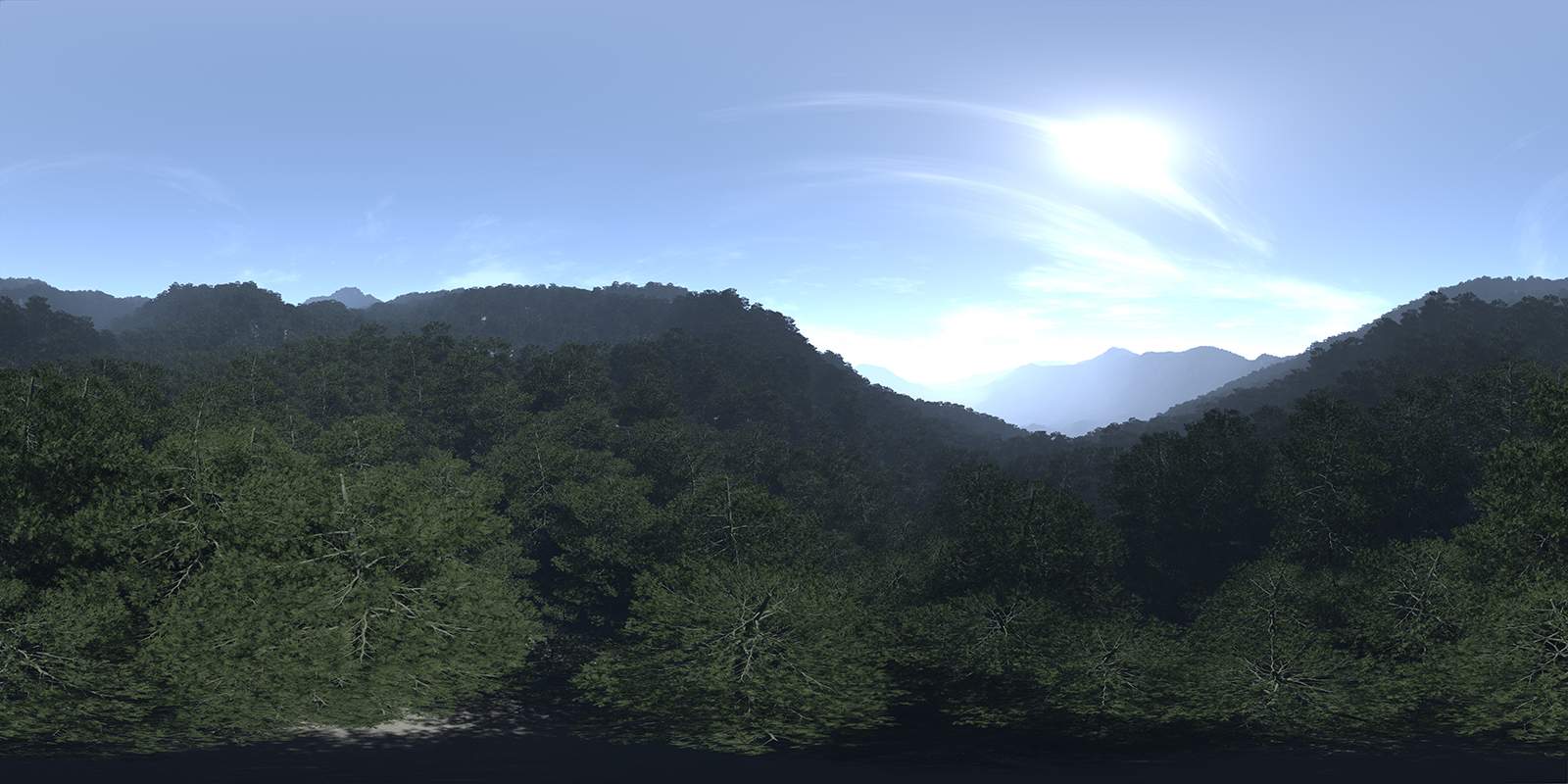 Noon Forest Hills HDRI Sky - HDR Image by cgaxis