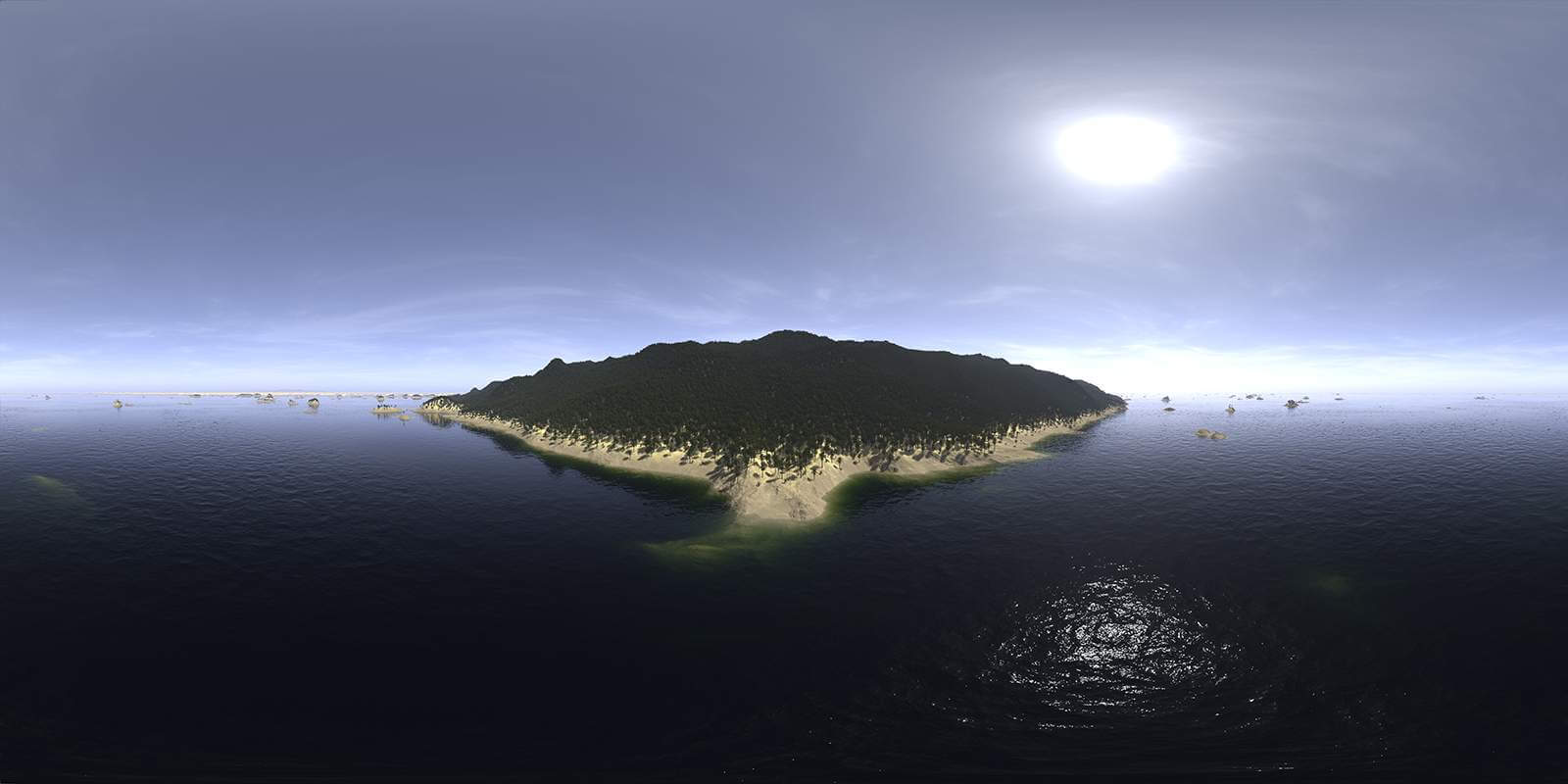 Noon Ocean Island HDRI Sky - HDR Image by cgaxis
