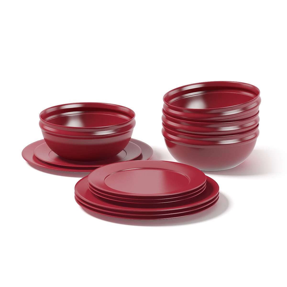 Red Dishes Set - 3D Model by cgaxis