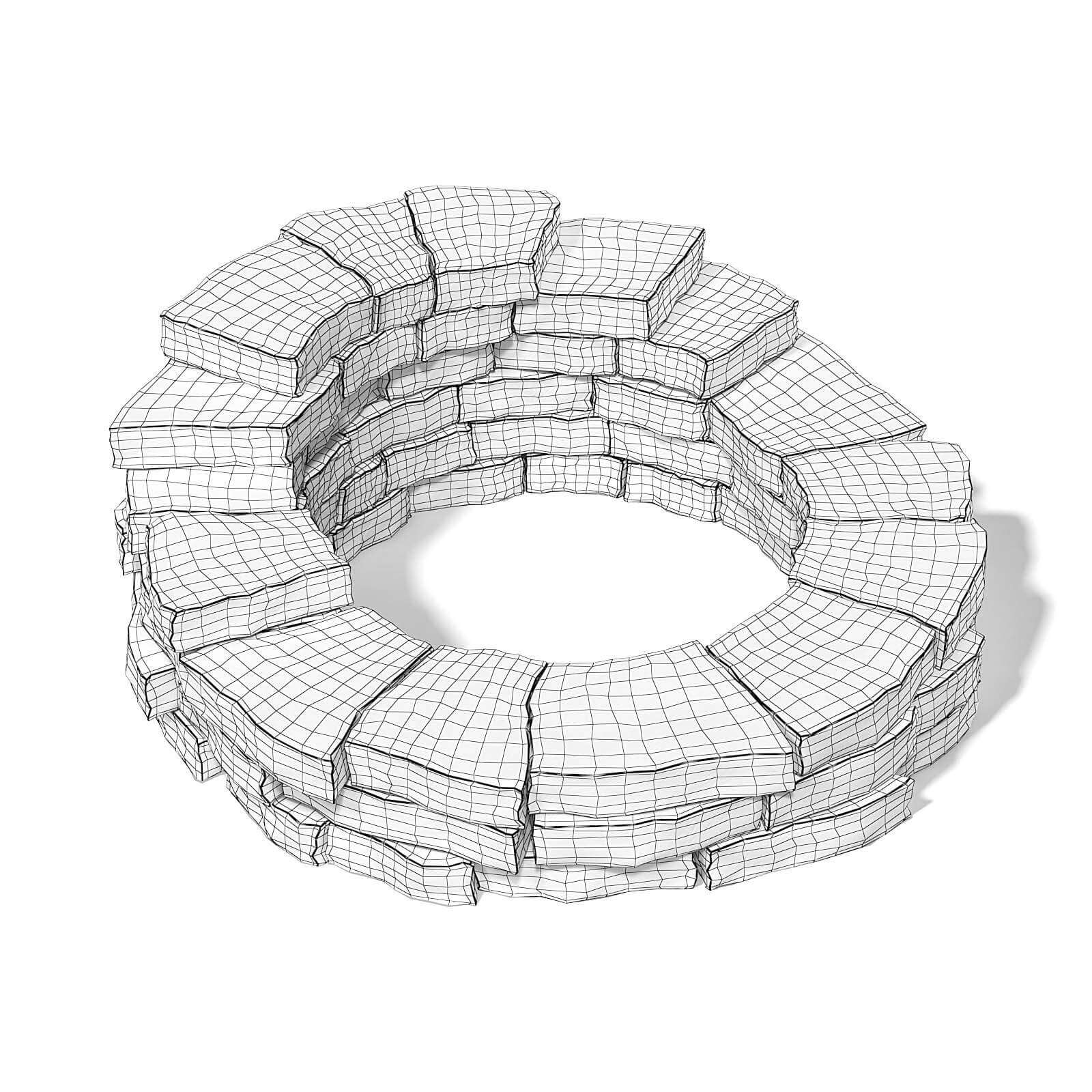 Round Stone Wall - 3D Model by cgaxis