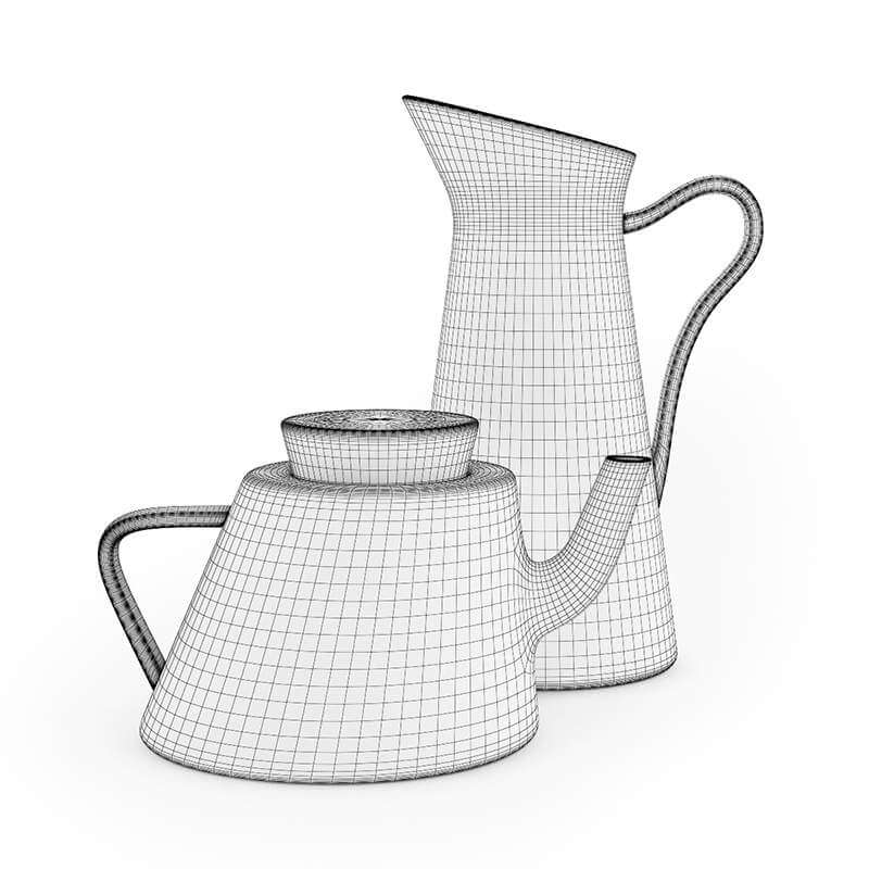 Teapot and Jug - 3D Model by cgaxis