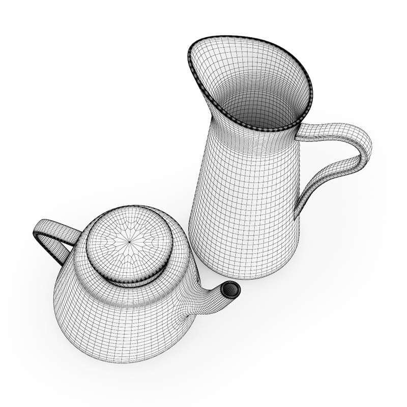 Teapot and Jug - 3D Model by cgaxis