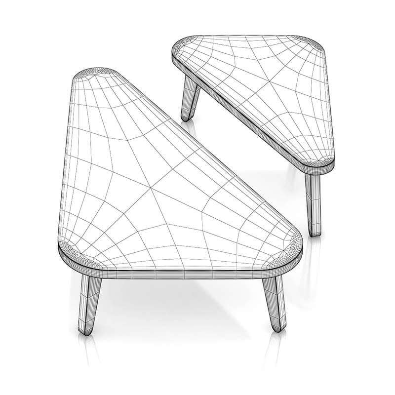 Two Triangle Coffee Tables - 3D Model by cgaxis