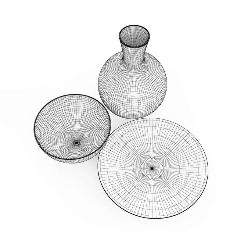 Vase and Bowls Set - 3D Model by cgaxis