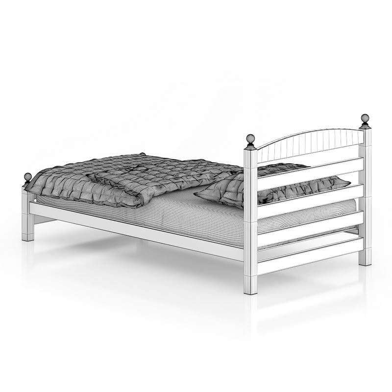 White Single Bed - 3D Model by cgaxis